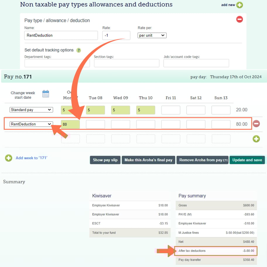 Creating a Non-taxable Rent Deduction Custom Pay Type